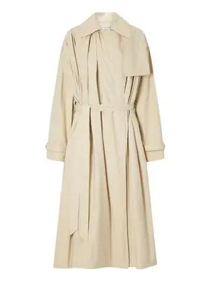 Calvin Klein Ruched Cotton-gabardine Trench Coat - Neutrals