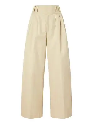 Altuzarra Altuzarra Pleated Wide-Leg Cotton Pants Neutrals