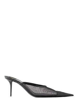 Saint Laurent Renée" Patent Leather-trimmed Mesh Mules - Black