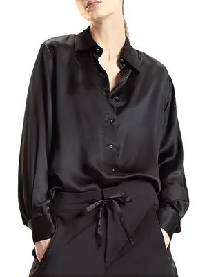 Cynthia Rowley Geometric Print Silk Shirt - Black