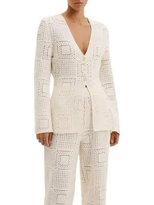 MALINA Mirella Fitted Crochet Cardigan - Vanilla