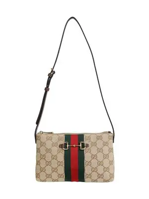 Gucci Gg Canvas And Web Mini Bag With Horsebit Detail - Beige