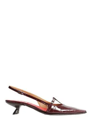 Marni Kitten Heel Slingback Pumps - Red
