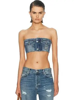 Miu Miu Denim Strapless Top - Bleu