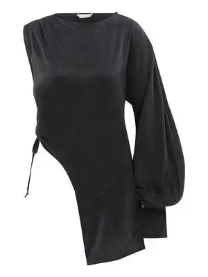 CANSU XI Dionysus Printed Blouse In Vegan Silk - Black