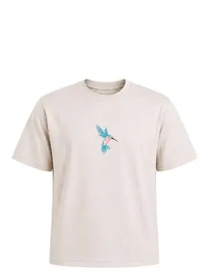 NOOLTRENDS Neutrals Hummingbird Embroidered T-shirt Gender Neutral - Beige