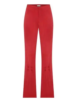 CANSU XI Hestia Vegan Silk Trousers - Red