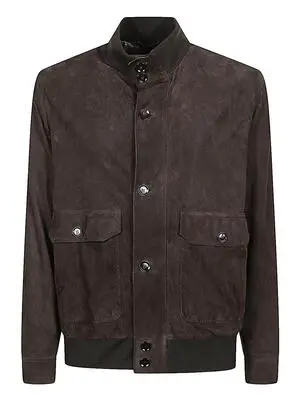 Brioni Suede Leather Jacket - Brown