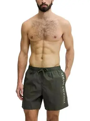 Armani Exchange Logo Print Drawstring Swim Shorts - Grey