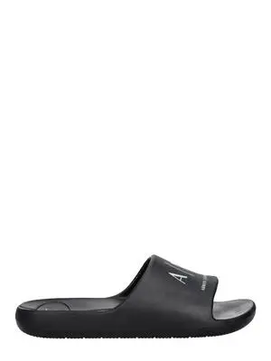 Armani Exchange Logo Print Slides - Black