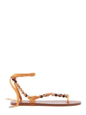 ANCIENT GREEK SANDALS Esther Bead-embellished Jelly Thong Sandals - Brown