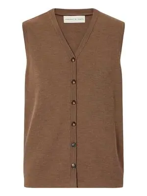 Veronica De Piante Alice Merino Wool Cardigan Vest - Brown