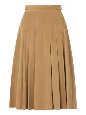 Gabriela Hearst Wesley Pleated Corduroy Maxi Skirt - Neutrals