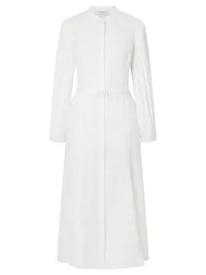 Gabriela Hearst Lydia Belted Linen Midi Dress - White