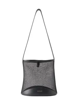 NEOUS Pardalis Leather-trimmed Mesh Bucket Shoulder Bag - Black