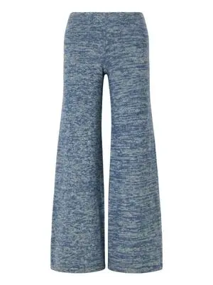 THE ELDER STATESMAN Nimbus Knitted Cashmere And Silk-blend Wide-leg Pants - Blue