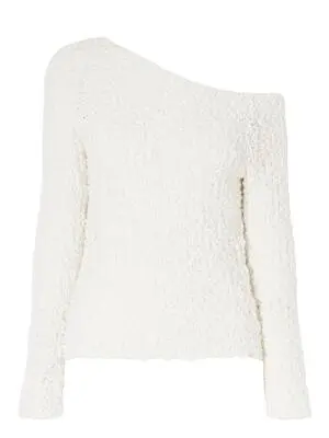 THE ELDER STATESMAN Vine Off-the-shoulder Bouclé Sweater - Neutrals