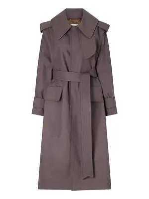 Victoria Beckham Philippa Belted Cotton Trench Coat - Brown