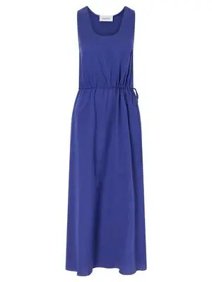 Matteau Gathered Cotton Midi Dress With Tie Detail - Blue