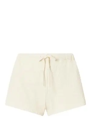 Suzie Kondi Cotton-bouclé Drawstring Shorts - Neutrals