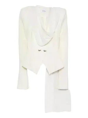 VESTIAIRE D'UN OISEAU LIBRE White Draped Bird-motif Jacket - Neutrals