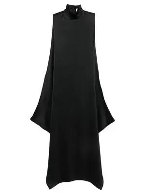 VESTIAIRE D'UN OISEAU LIBRE Satin High Neck Side-cutout Midi Dress - Black