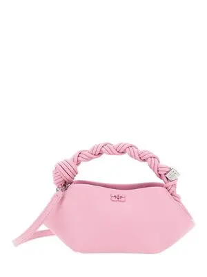 GANNI Pink Leather Blend Handbag With Butterfly Plaque - Multicolor