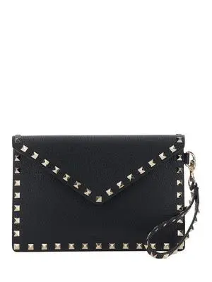 VALENTINO VALENTINO GARAVANI Medium Flat Pouch Rockstud Vitello Stampa Alce