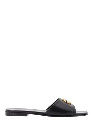 Gucci Slide Sandals With Metal Gg Logo - Multicolor