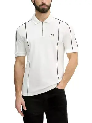 Armani Exchange Piped-trim Quarter-zip Polo Shirt - White