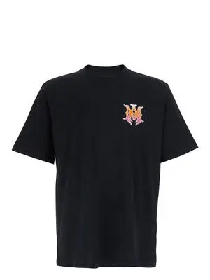 Amiri Amiri Men Black Crew Neck T-Shirt With Print Detail On The Front And Maxi Print On The Back In Cotton For Men Multicolor