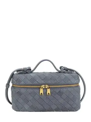 Bottega Veneta Bang Bang Intrecciato Suede Handbag - Blue