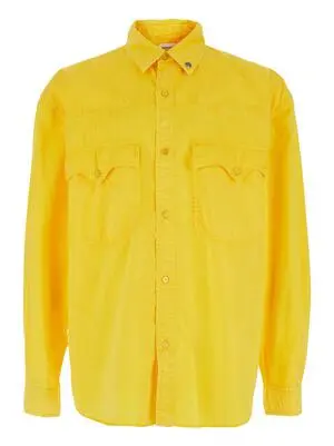 Versace Yellow Shirt With Button-down Collar And Two Patch Pockets On The Front In Cotton For - Multicolor