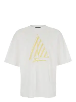 Jacquemus The 'voilier' White T-shirt With Sailboat Embroidery And Logo Lettering On The Front In Cotton For - Multicolor
