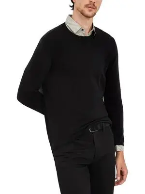Sisley Crew Neck Long Sleeve Sweater - Black