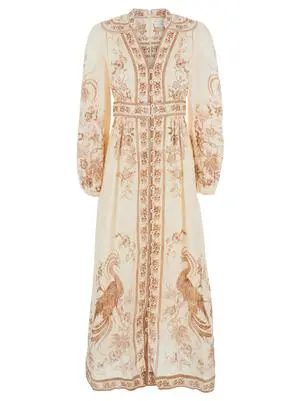 Zimmermann Indra Long Sleeve Linen Dress - Multicolor