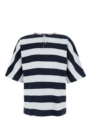 Jacquemus Le T-shirt Mariniere' Blue T-shirt With All-over Striped Motif And Logo Lettering On The Back In Cotton For - Multicolor