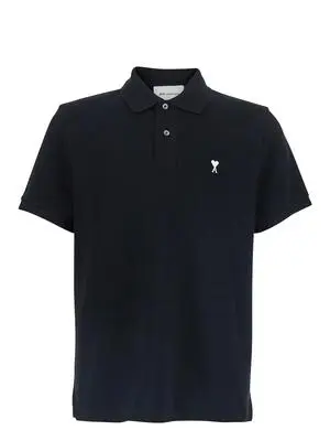 AMI Paris Ami Paris Men Polo Shirt With Ami De Coeur Logo Embroidered On The Front In Black Cotton For Men Multicolor