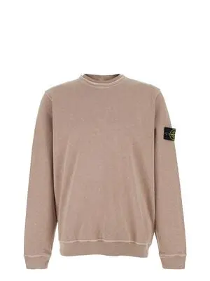 Stone Island STONE ISLAND Cotton Crewneck Sweatshirt With Logo Patch Cream