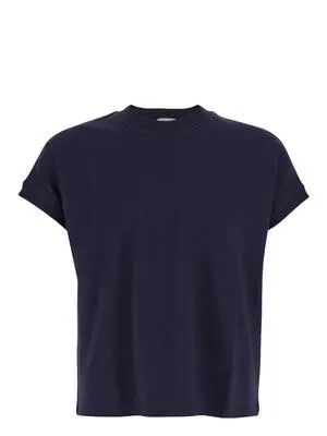 Versace Blue 'vintage' T-shirt With Round Neck And Front Logo For - Multicolor