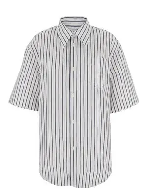 AMI Paris Striped Cotton Shirt With Classic Collar - Multicolor