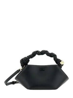 GANNI Bou Bag Mini Black Leather Handbag With Braided Handle - Multicolor