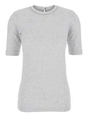BRUNELLO CUCINELLI BRUNELLO CUCINELLI Cotton Three-Quarter Sleeve Crewneck T-Shirt With Monili Detail