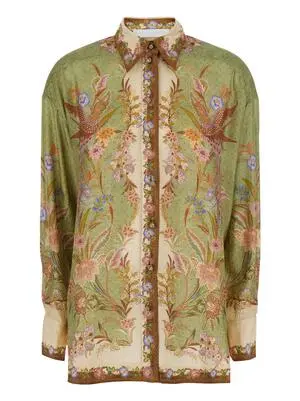 Zimmermann Indra Silk Shirt With Floral Motif - Multicolor