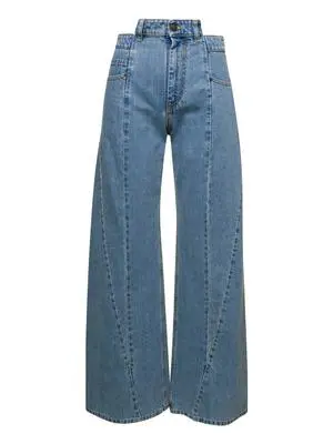 MAISON MARGIELA Asymmetrical Wide Leg Denim Jeans - Multicolor