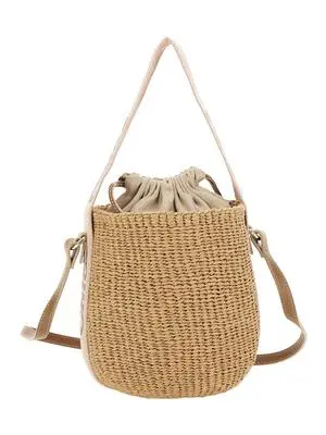 Chloé Woody Small Drawstring Bucket Bag In Raffia - Multicolor