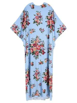 Dolce & Gabbana Long Charmeuse Dress With Mazzo Di Fiori Print - Multicolor