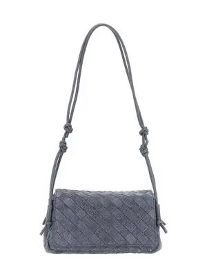 Bottega Veneta BOTTEGA VENETA Blue Suede Crossbody Bag With Intreccio Motif Multicolor