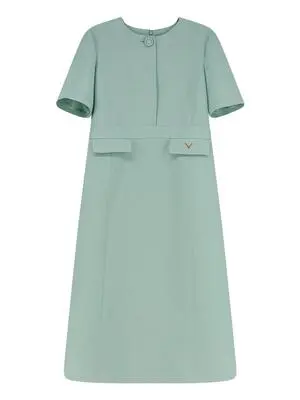 Valentino Garavani Crepe Couture Midi Dress With Gold V Detail - Multicolor