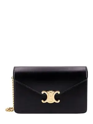 Celine Margo Leather Crossbody Bag - Black